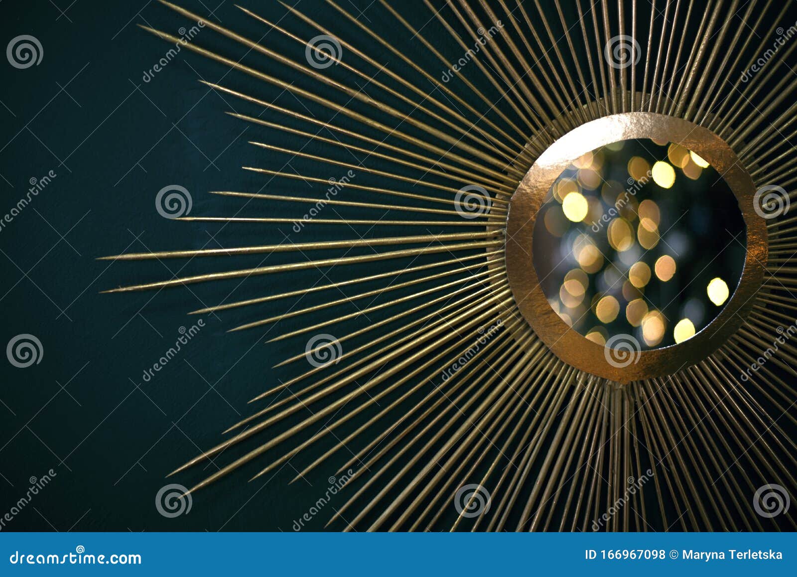 Mirror in the Shape of the Sun with the Display of Blurry Lights Stock ...