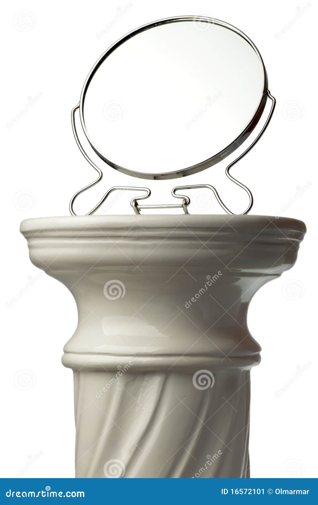 Mirror and Single Greek Column Isolated on White Stock Image - Image of ...