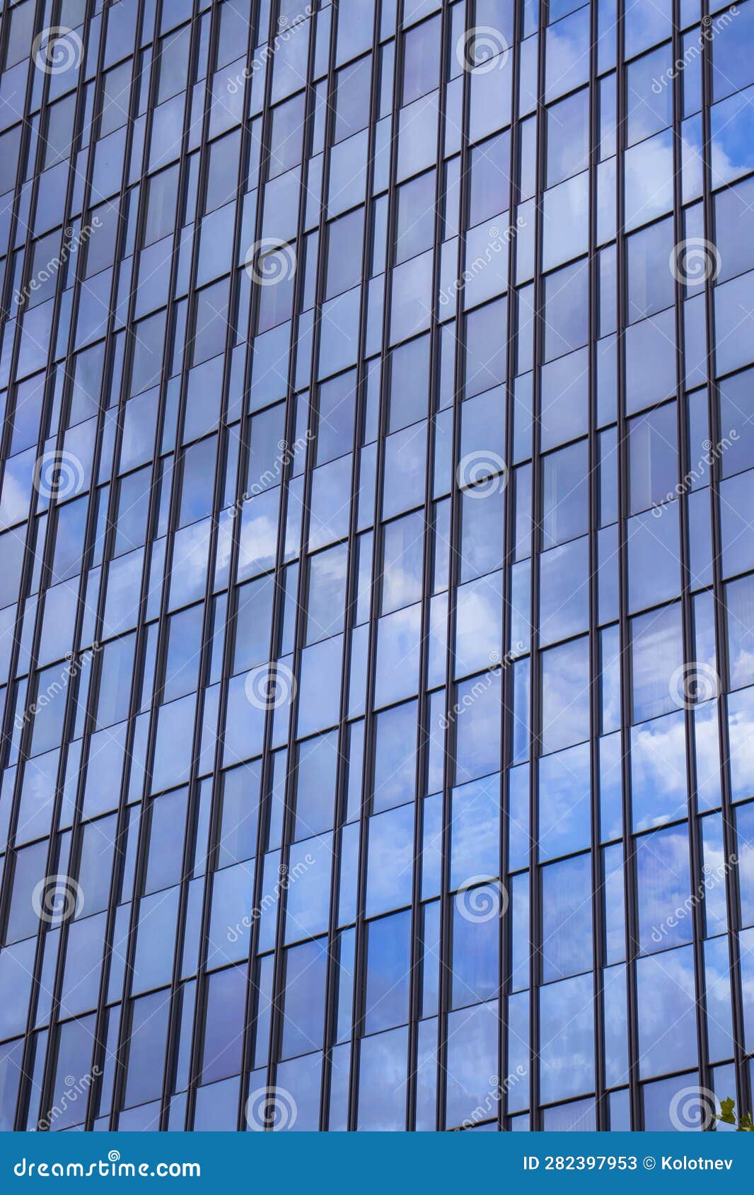 Mirror Skyscraper with a Reflection of a Clear Sky with Clouds Stock ...