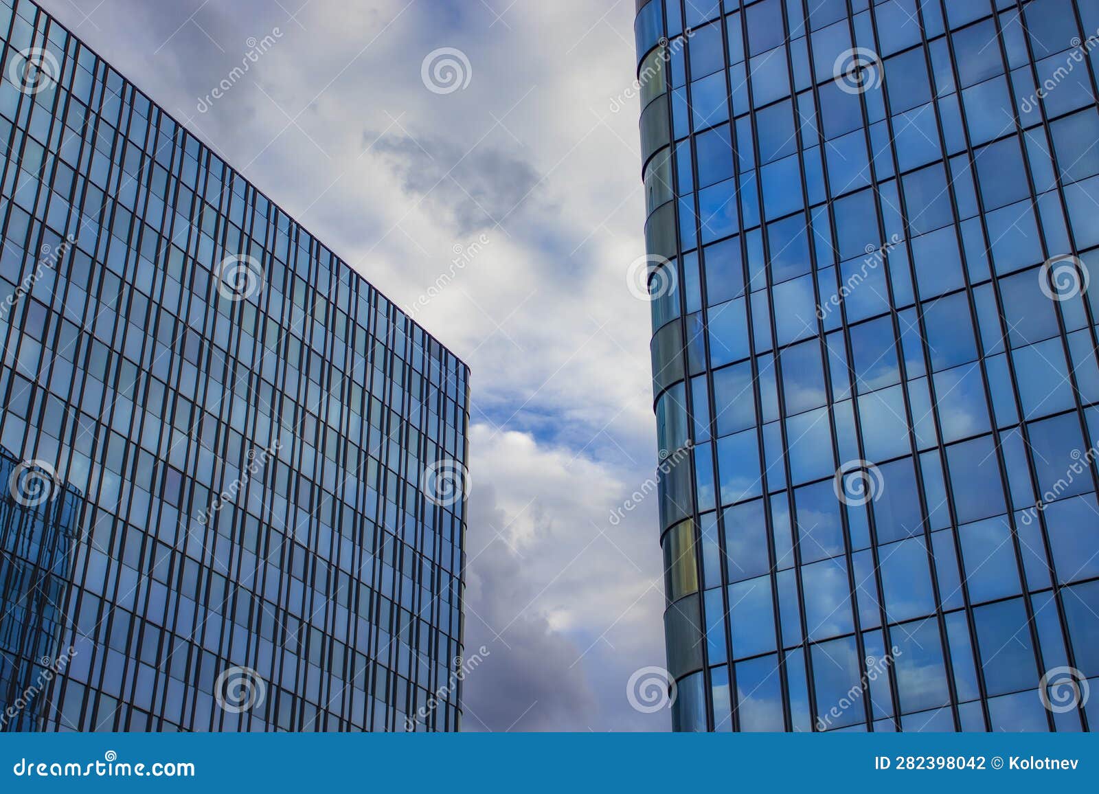 Mirror Skyscraper with a Reflection of a Clear Sky with Clouds Stock ...