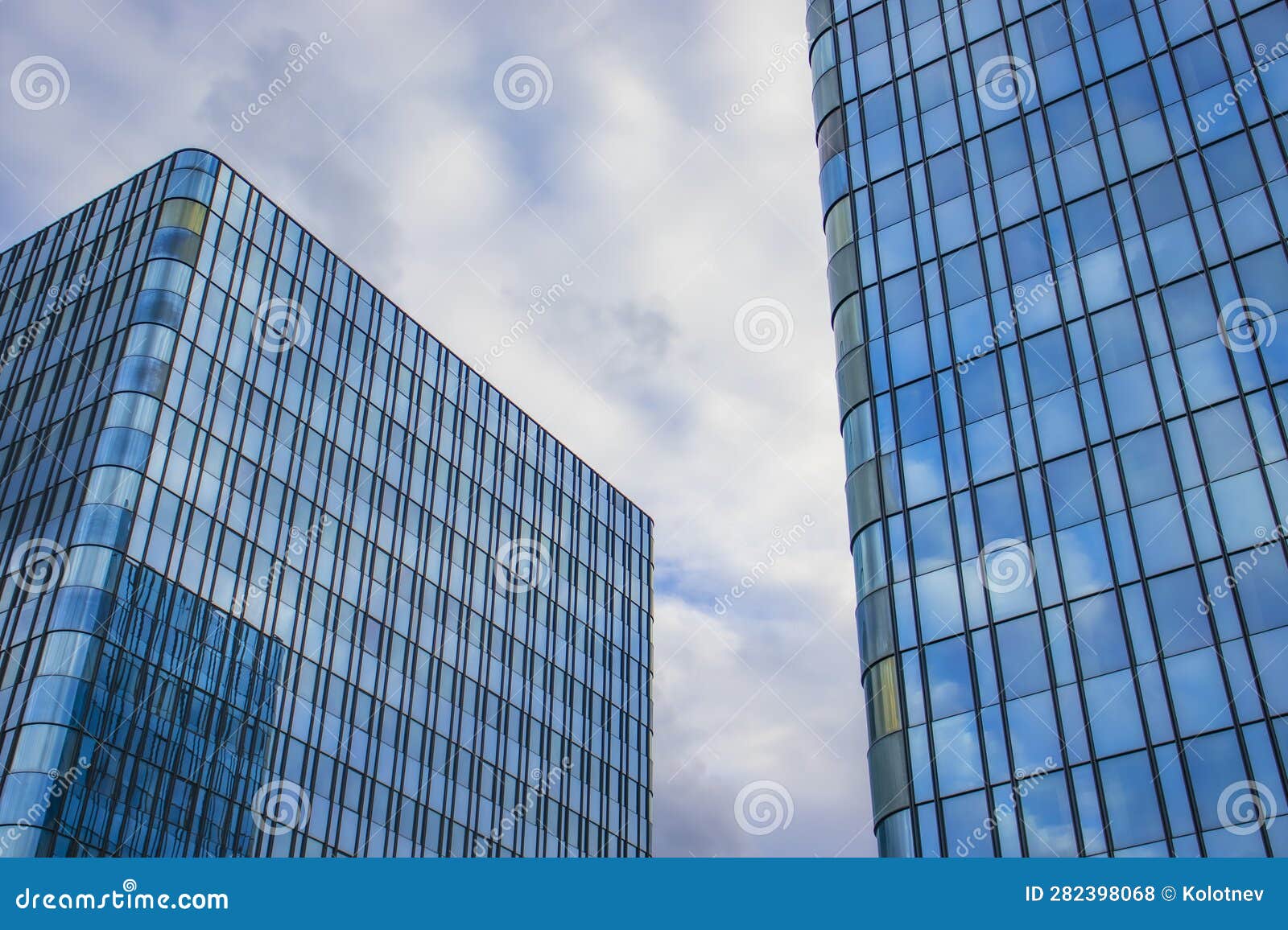 Mirror Skyscraper with a Reflection of a Clear Sky with Clouds Stock ...