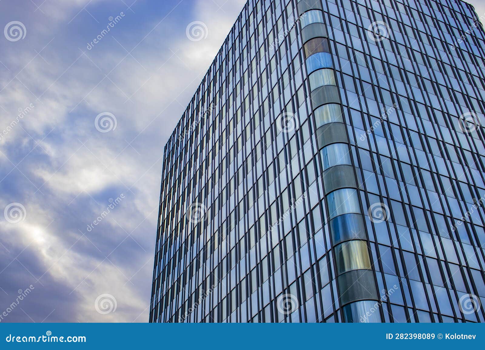 Mirror Skyscraper with a Reflection of a Clear Sky with Clouds Stock ...
