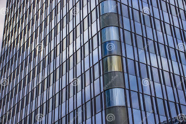Mirror Skyscraper with a Reflection of a Clear Sky with Clouds Stock ...
