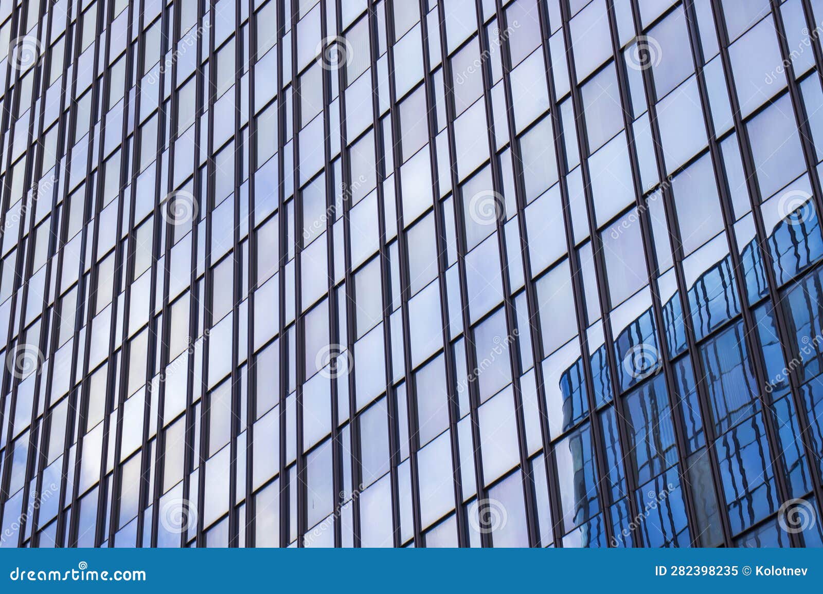 Mirror Skyscraper with a Reflection of a Clear Sky with Clouds Stock ...