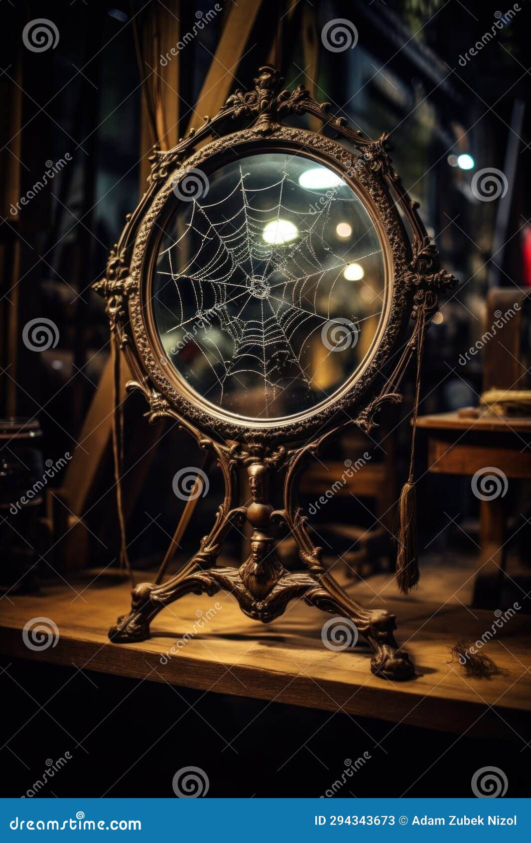 A Mirror with a Spider Web on it Stock Illustration - Illustration of ...
