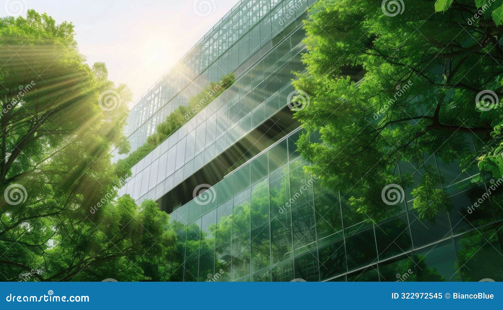 The Mirror Structure Reflect Light and Green Tree on Opposite Under Sun ...