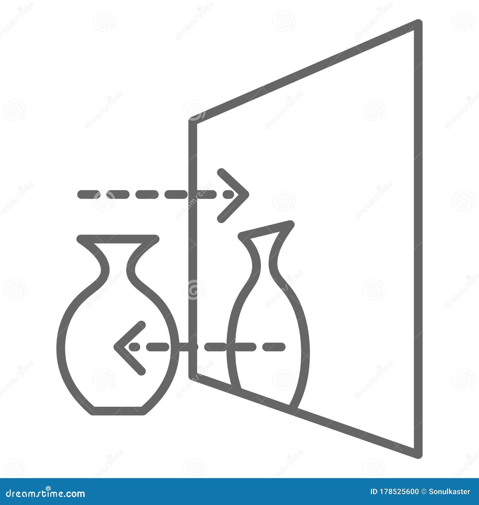 Mirror with Vase and Reflection, Project Presentation Sketch Stock ...