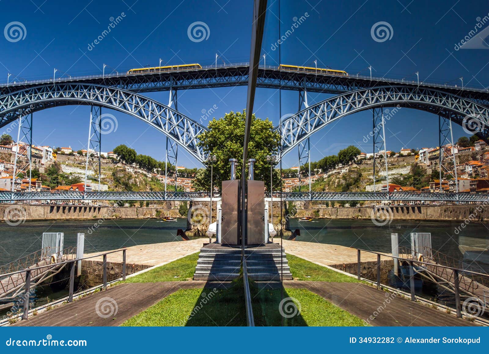 Mirror View of Bridge Over the River Stock Photo - Image of heavy ...