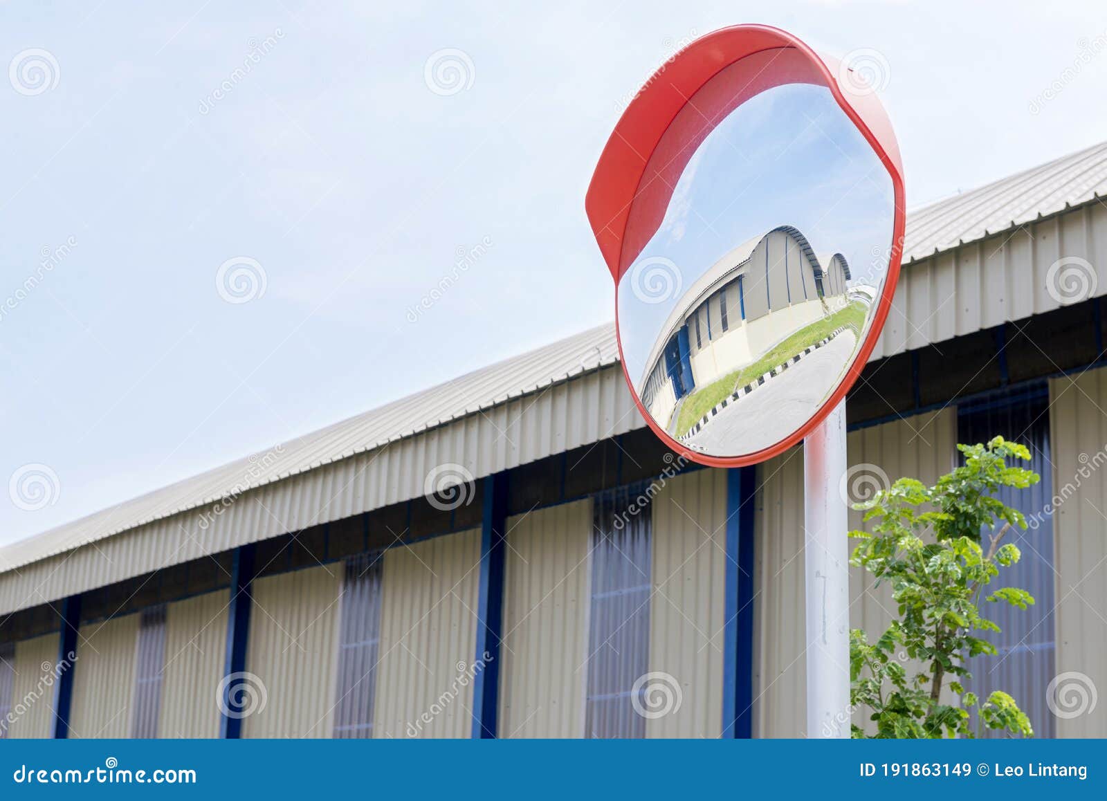 Mirror View with the Exterior of a Warehouse Building Stock Image ...