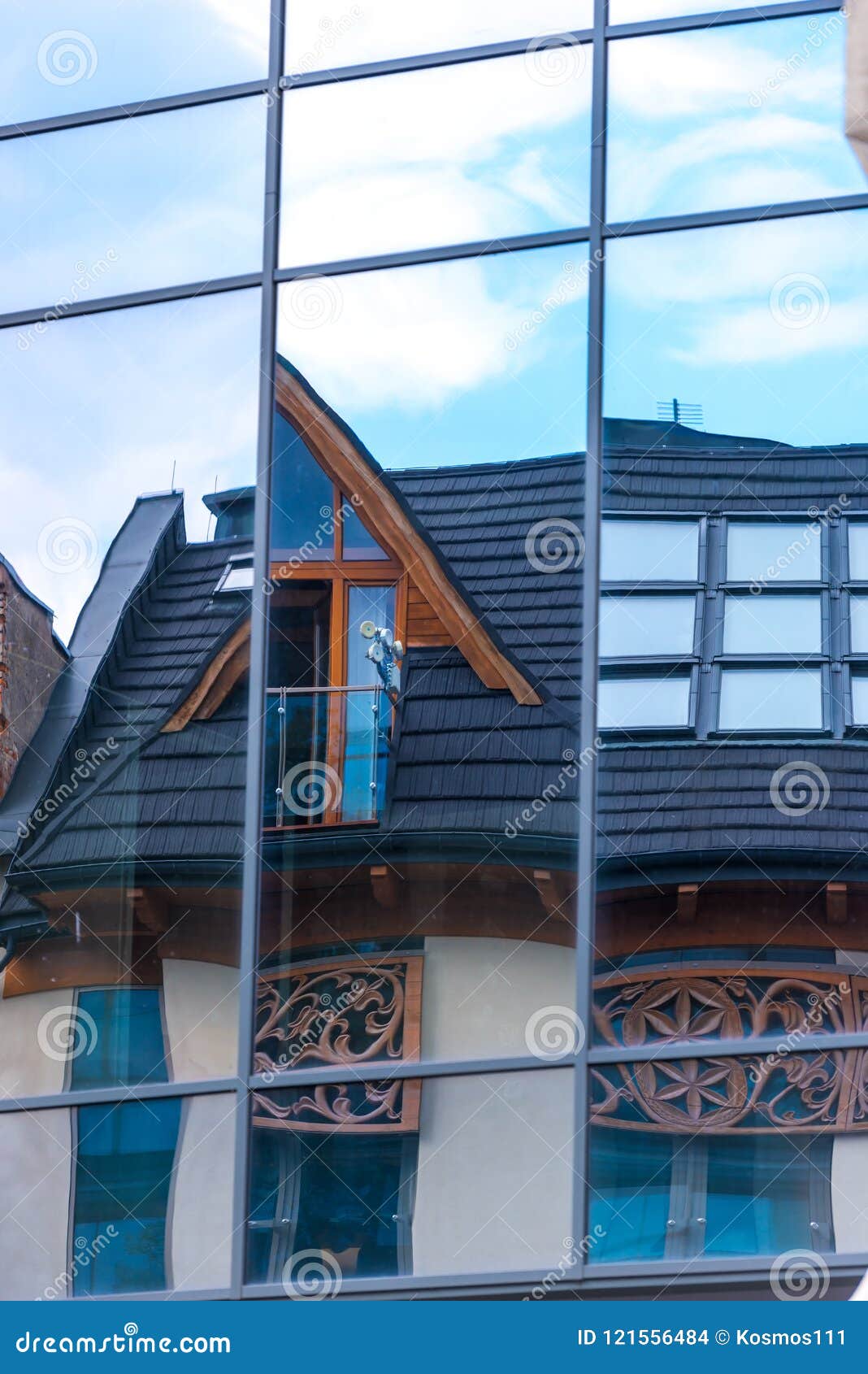 Mirror Wall of a Building with a Reflection Stock Photo - Image of ...