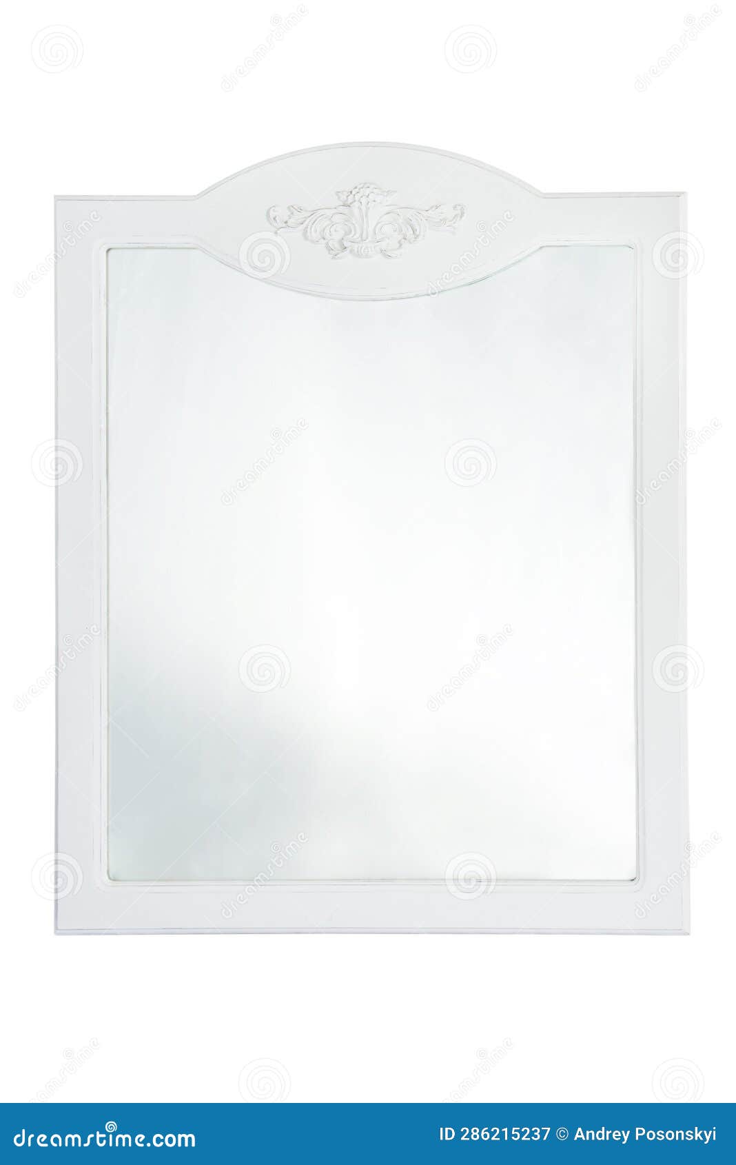 Mirror in Wooden White Frame, Object on White Background Stock Image ...