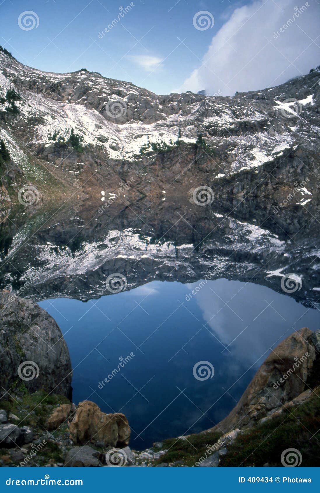 Mirrored Alpine Lake stock photo. Image of earth, alpine - 409434