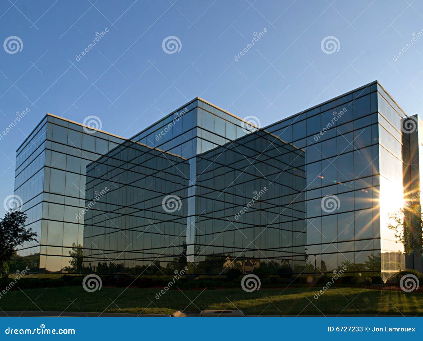 Mirrored Building at Sunset Stock Image - Image of power, reflection ...
