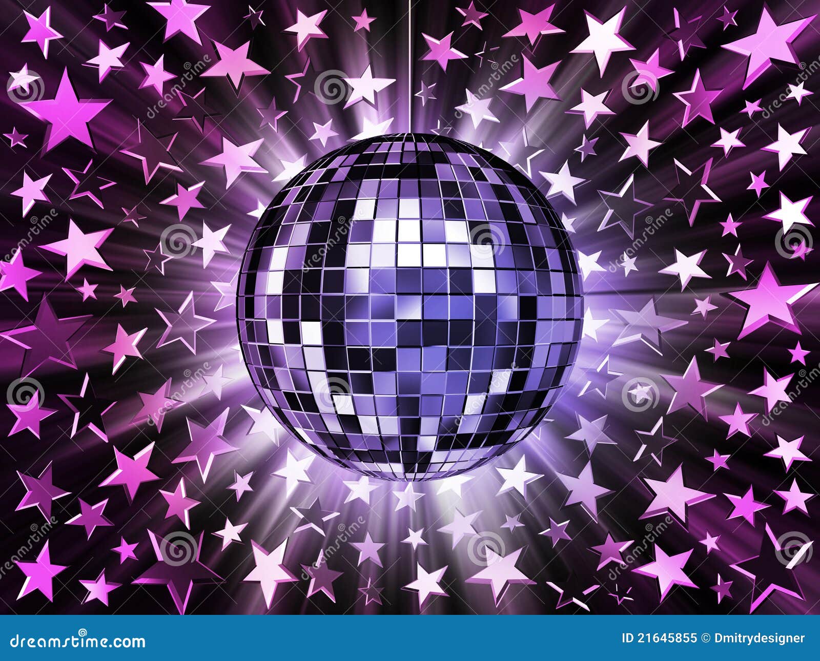 Mirrored Disco Ball and Stars Stock Illustration - Illustration of ...