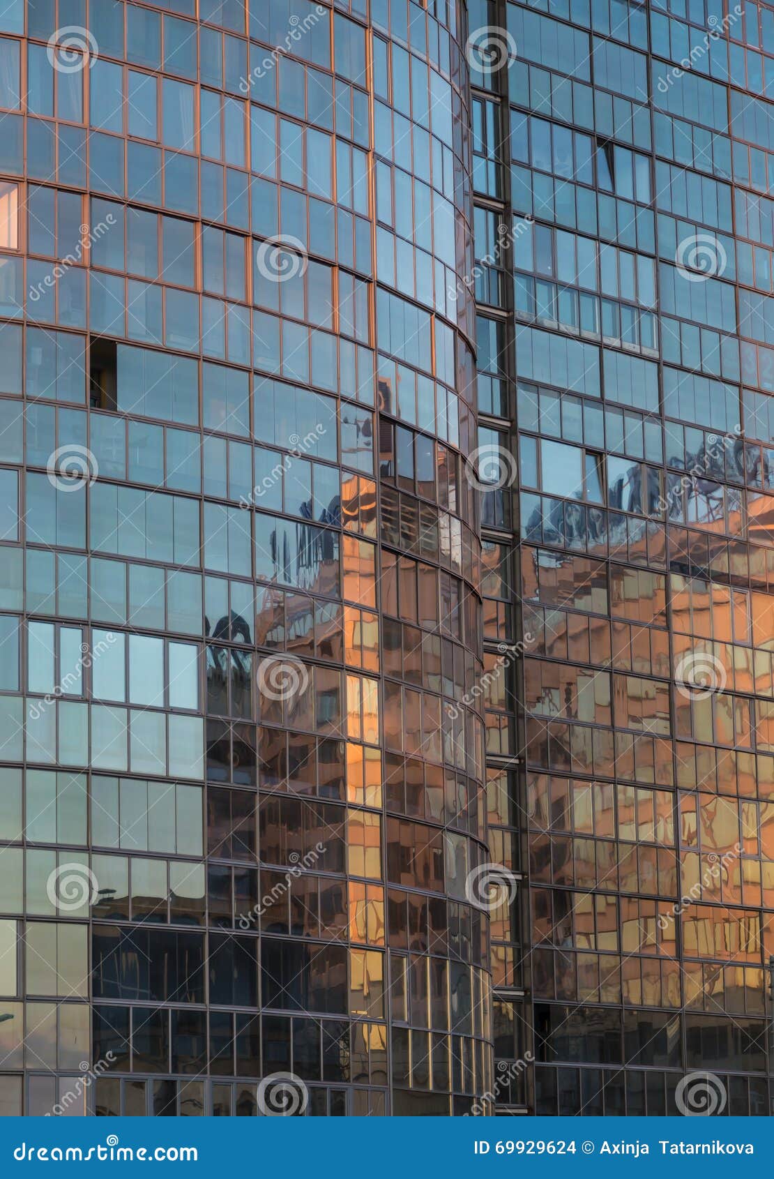 The Mirrored Facade of the Modern Building Stock Photo - Image of flare ...
