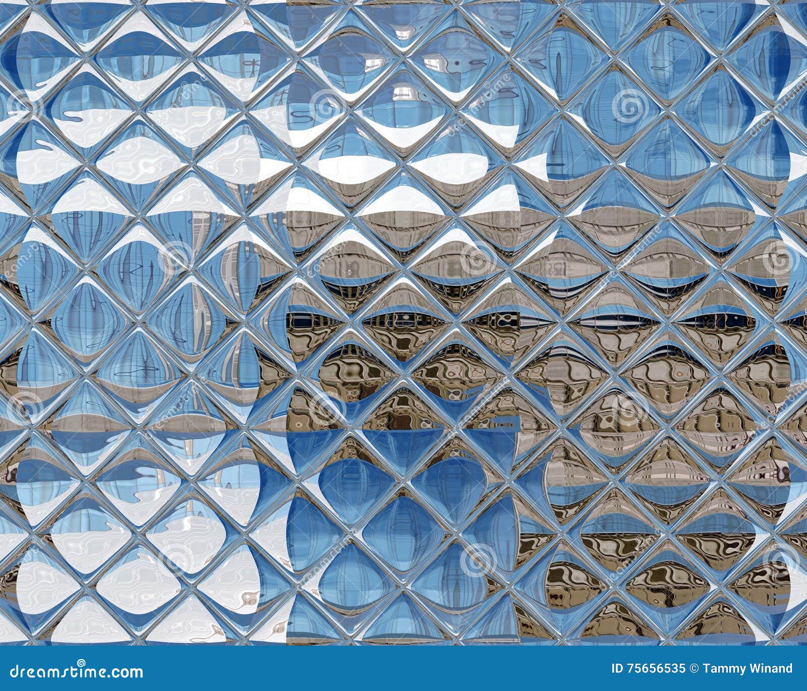 Mirrored Glass Seamless Repeating Tile Pattern Silver Blue Stock