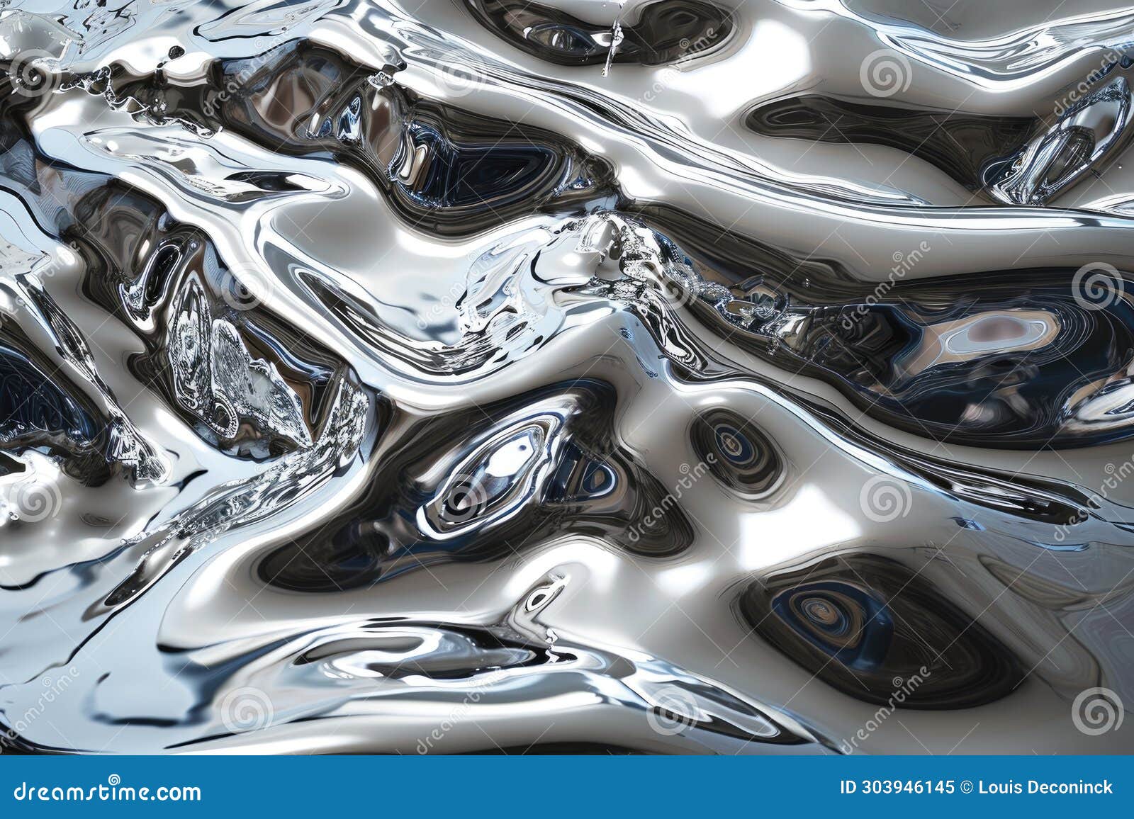 Mirrored Reflections on a Liquid Chrome Surface Stock Illustration ...