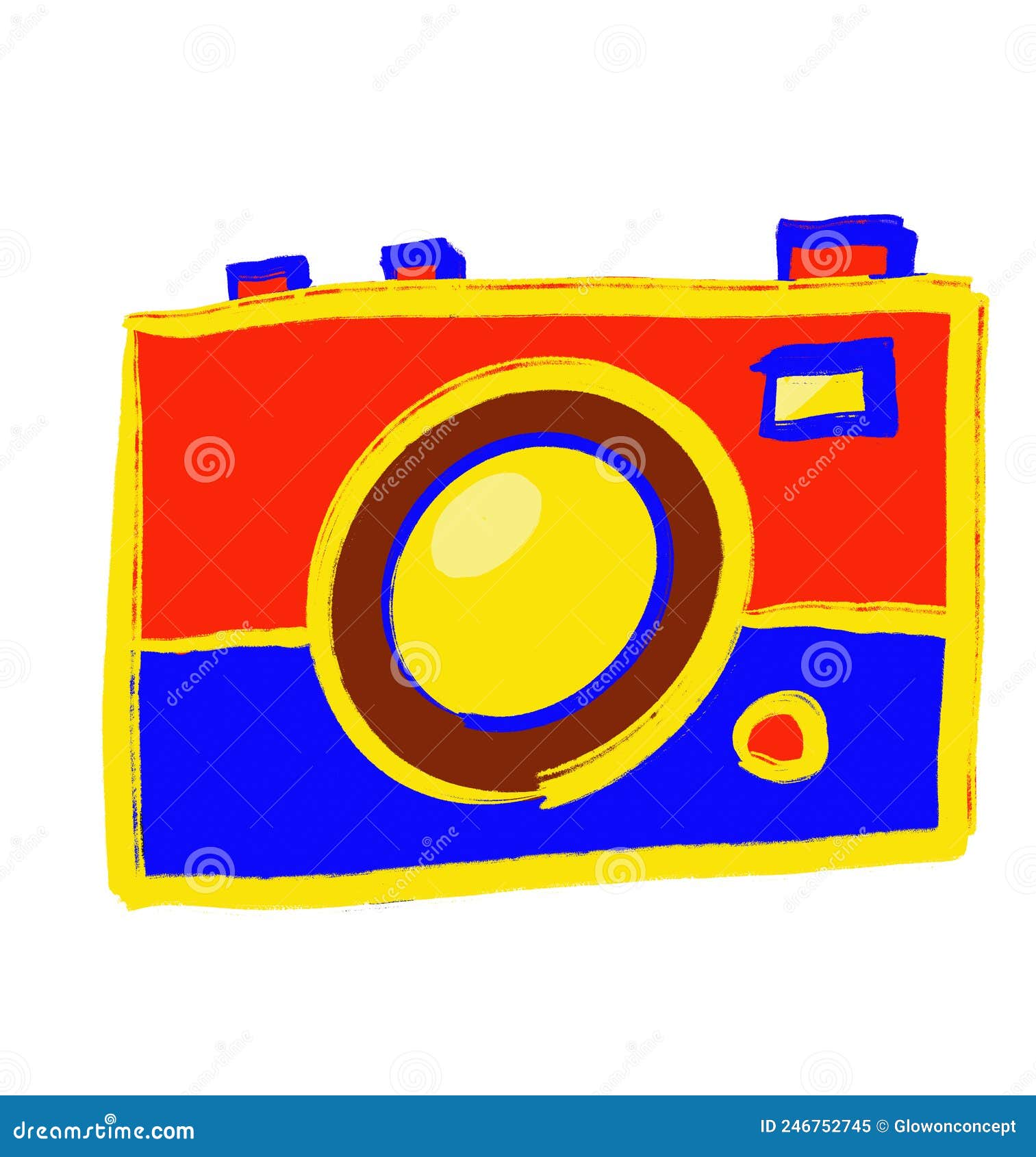 MIrrorless Compact Camera Primary Color Scheme Red Blue Yellow Object ...