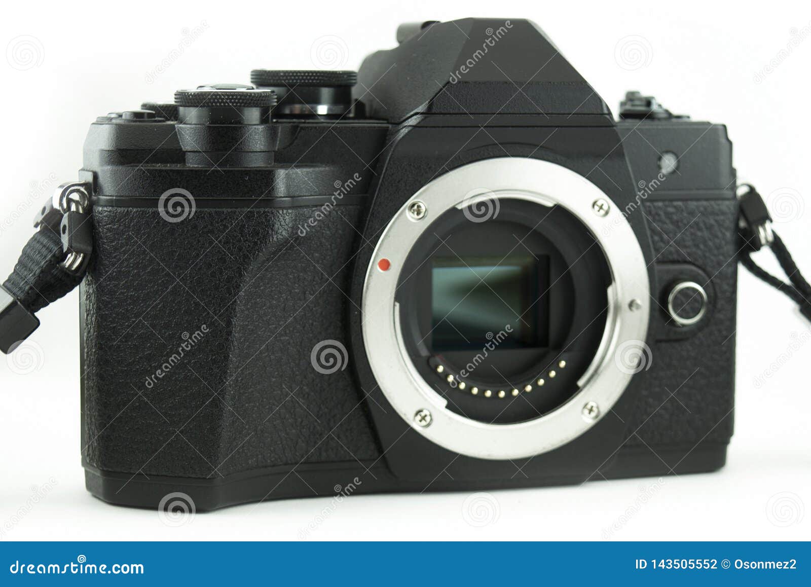 Mirrorless Professional Camera Front View and Sensor with Isolated ...