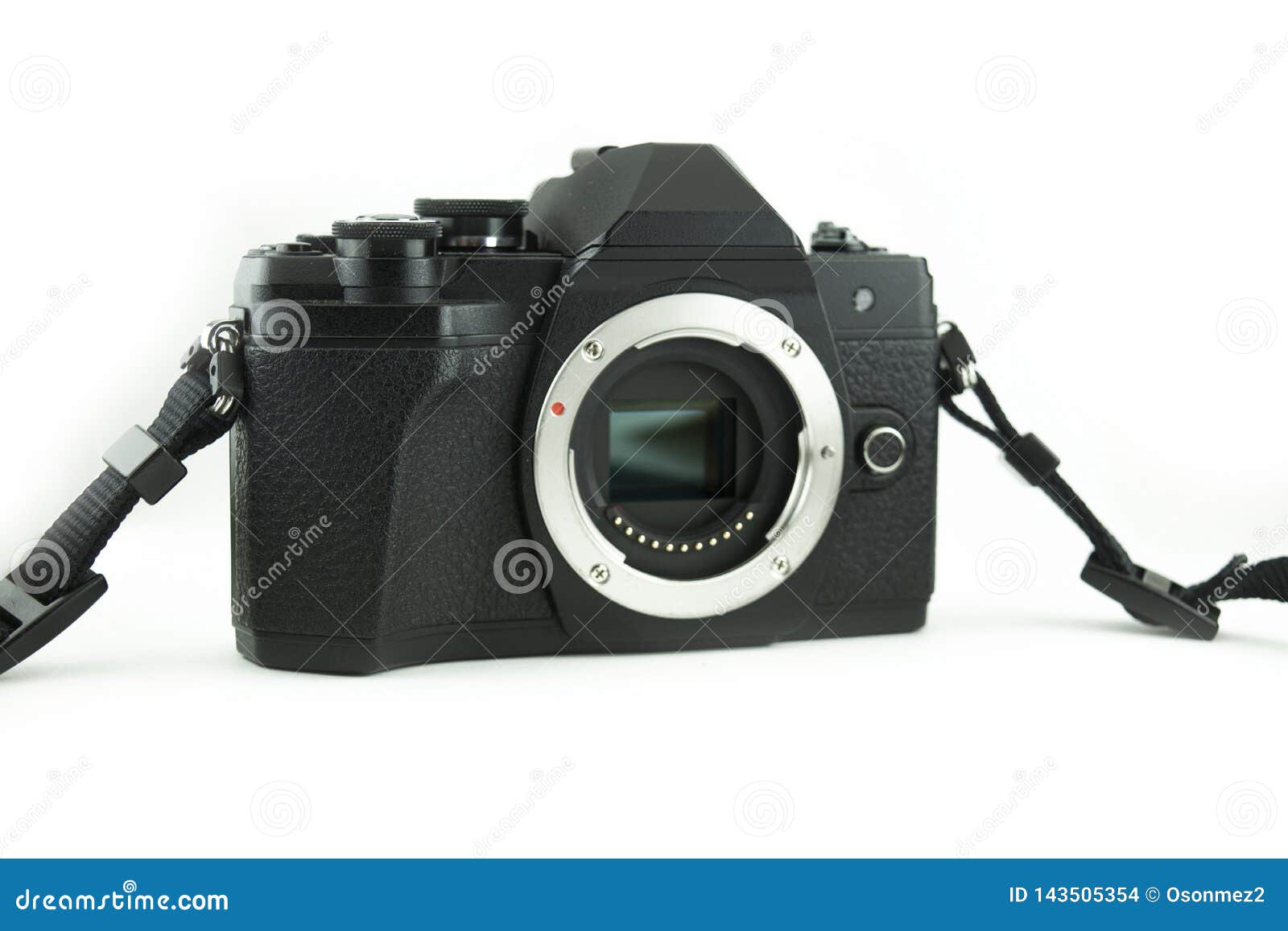 Mirrorless Professional Camera Front View and Sensor with White ...