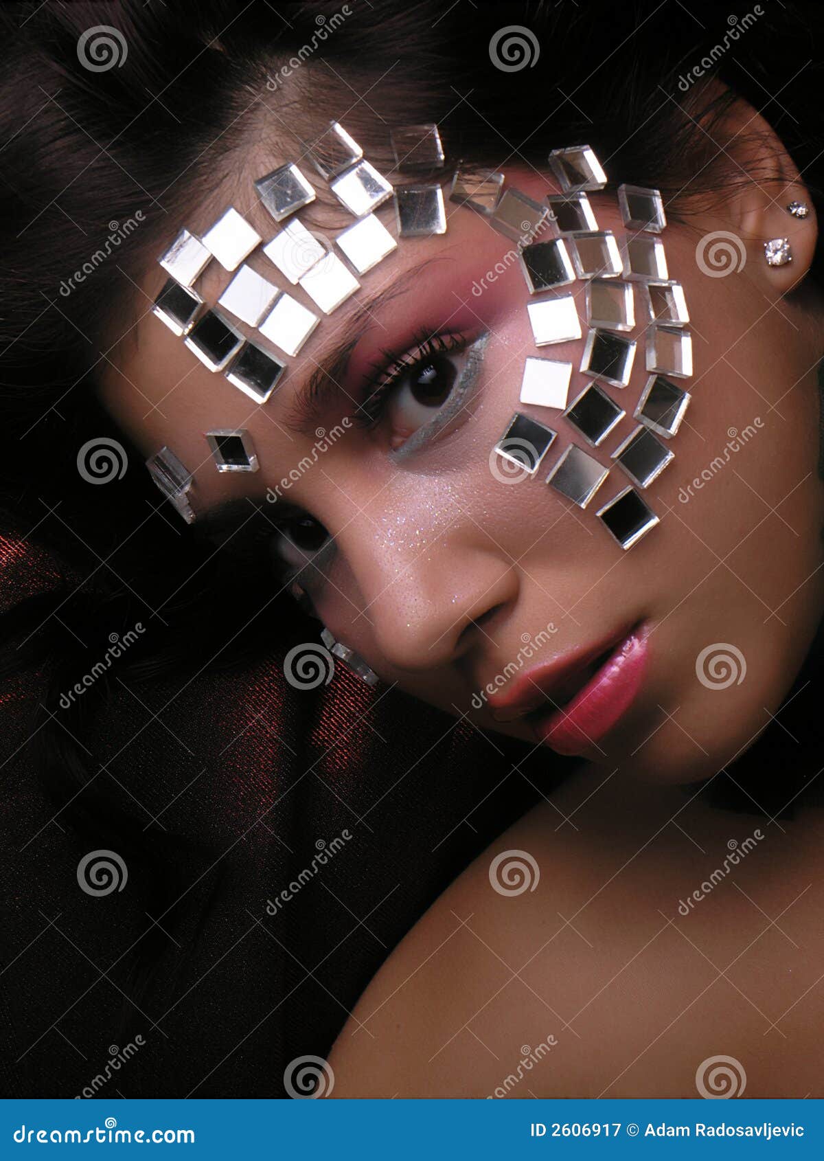 Mirrors on funky face stock image. Image of black, funky - 2606917