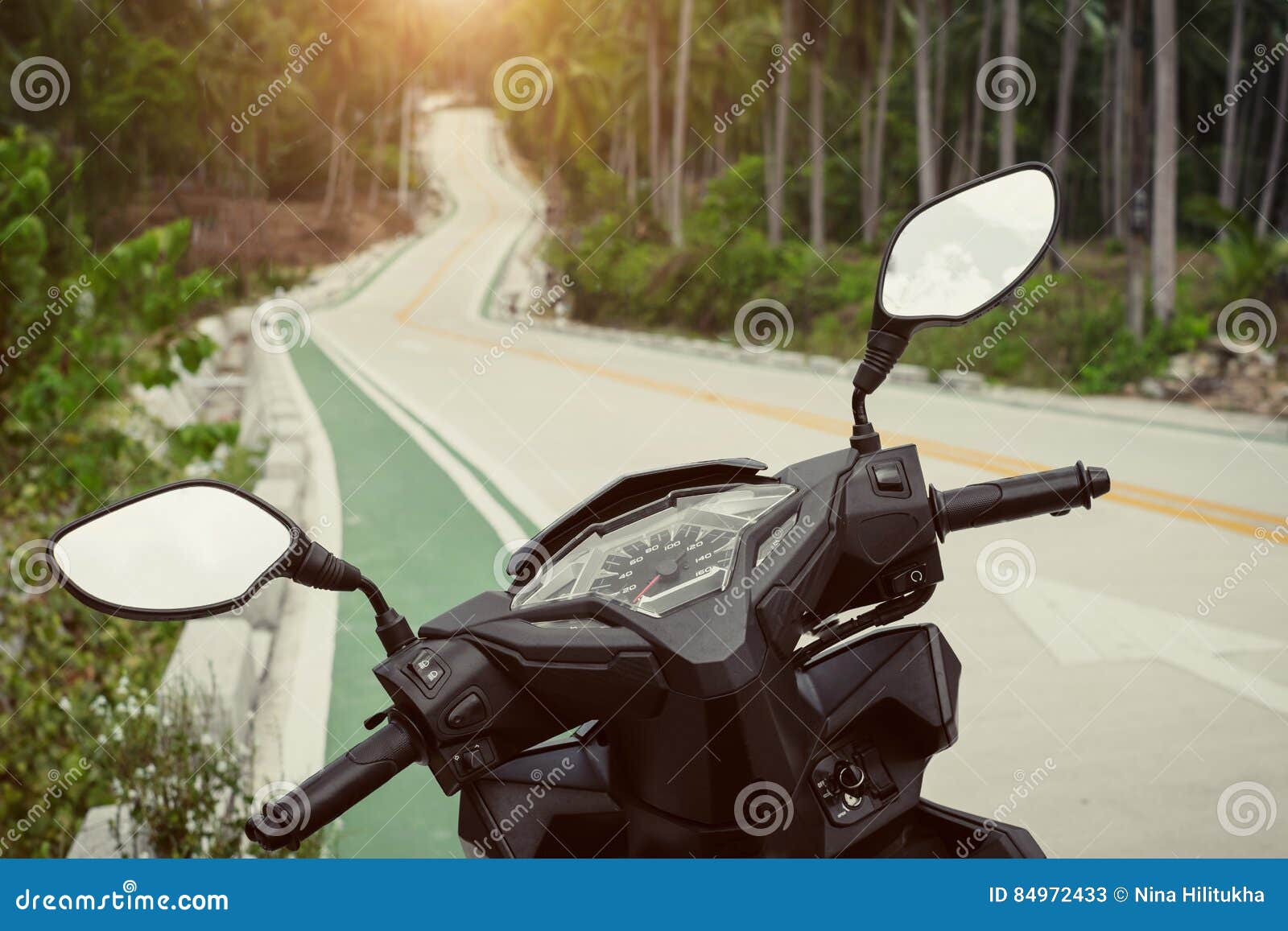 Mirrors, Speedometer Over the Sunset in the Tropical Forest. Stock ...