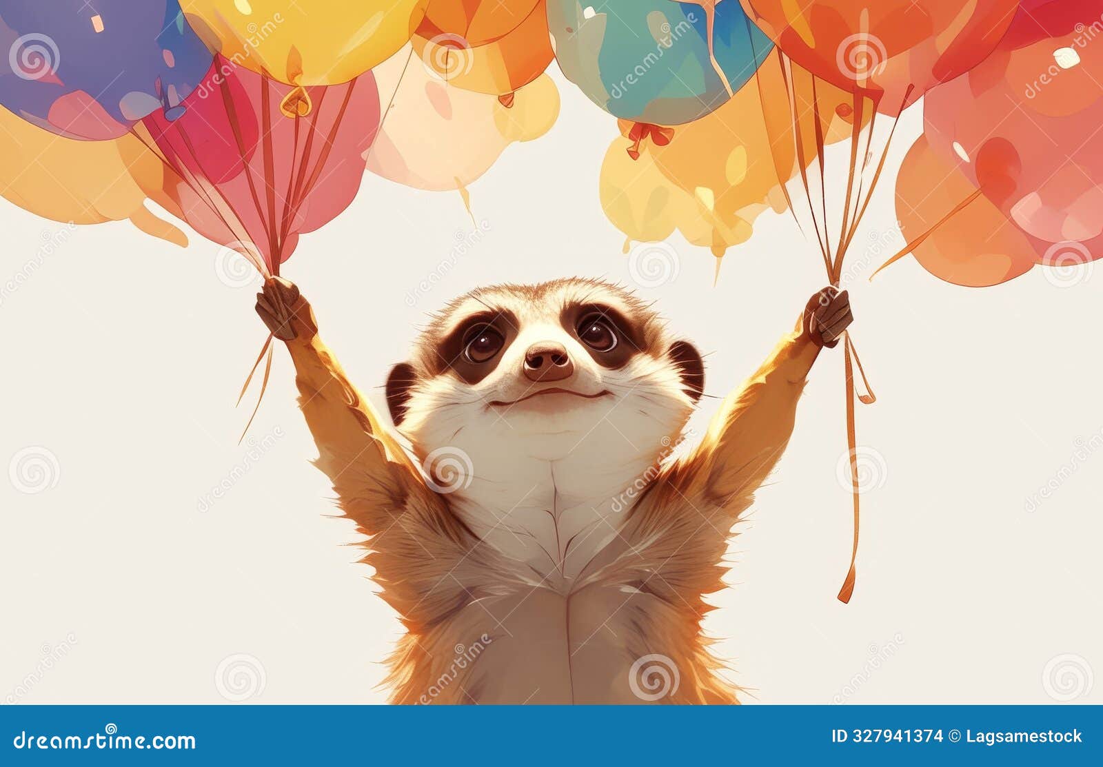A Mirthful Meerkat Peeping Out From A Cluster Of Balloons Royalty-Free ...