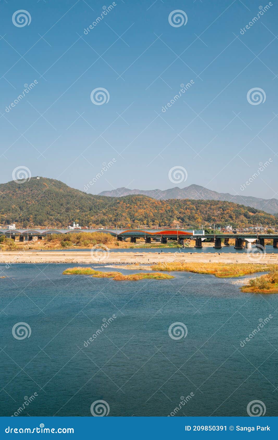 Miryang River and Mountain at Autumn in Miryang, Korea Stock Image ...