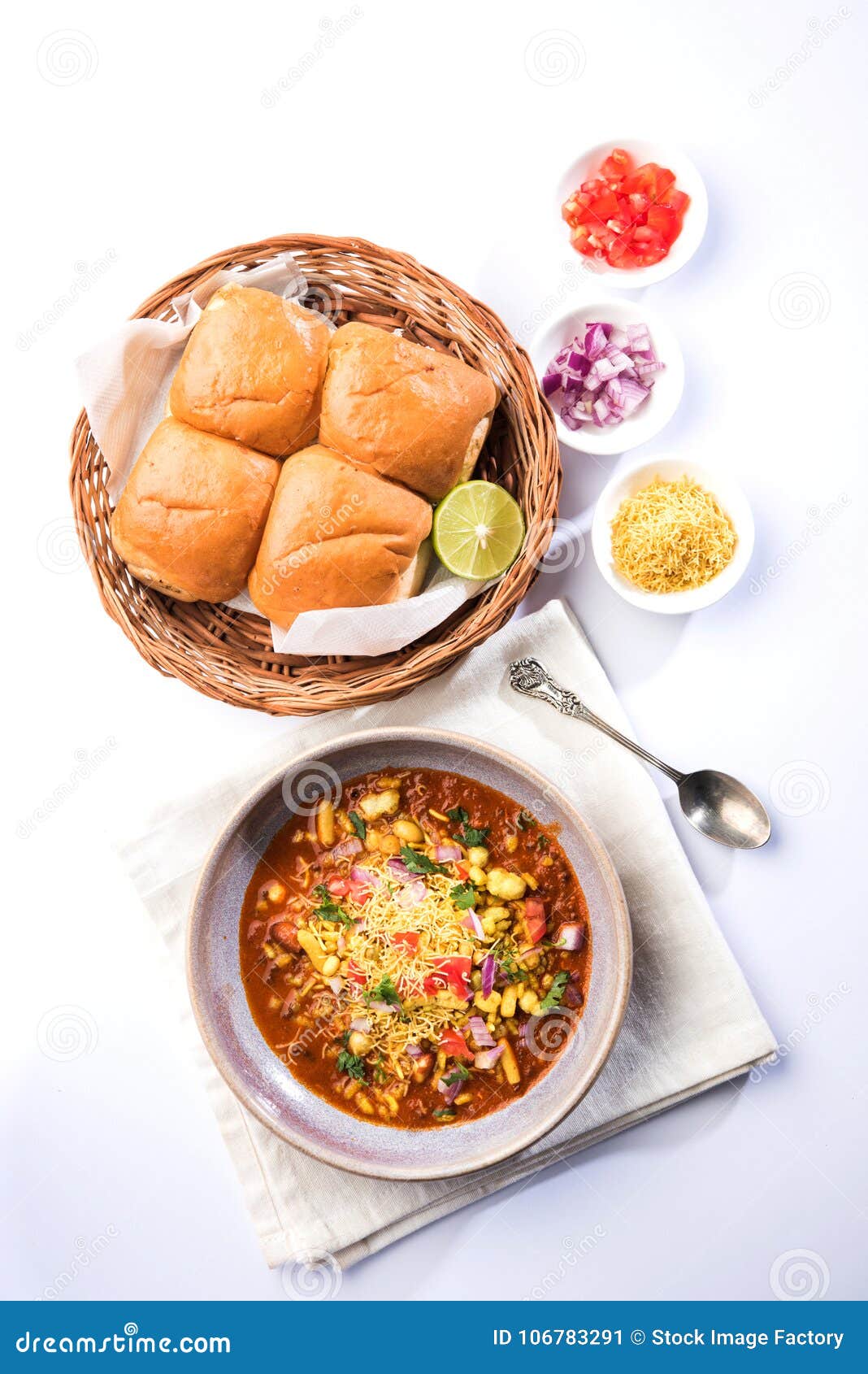 Misal Pav Ou Misalpav, Misal Pav Com Farsan Imagem de Stock - Imagem de ...