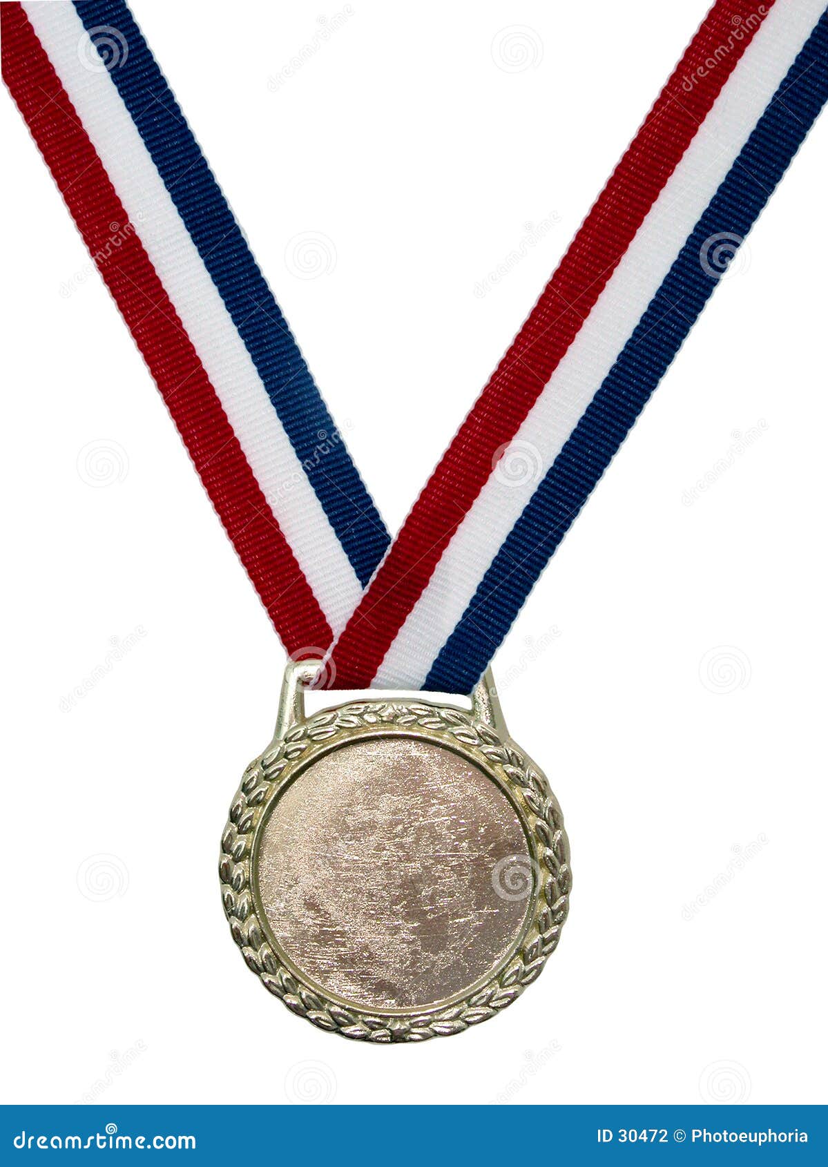 Misc.: Shiny Gold Medal with Red White & Green Ribbon Stock Photo ...