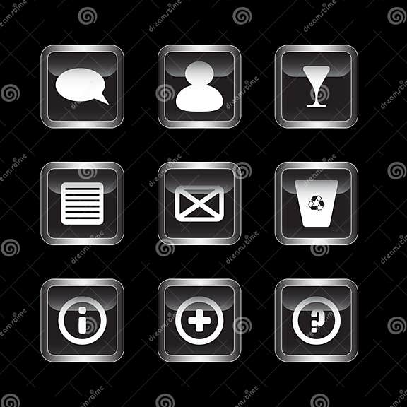 Miscellaneous Dark Icons Set Stock Vector - Illustration of page, note ...