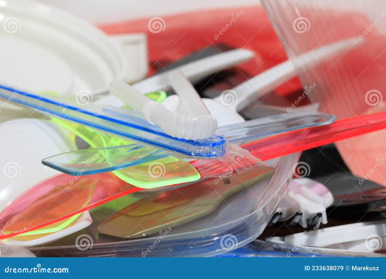 Miscellaneous Disposable Plastic Items Stock Image - Image of awareness ...