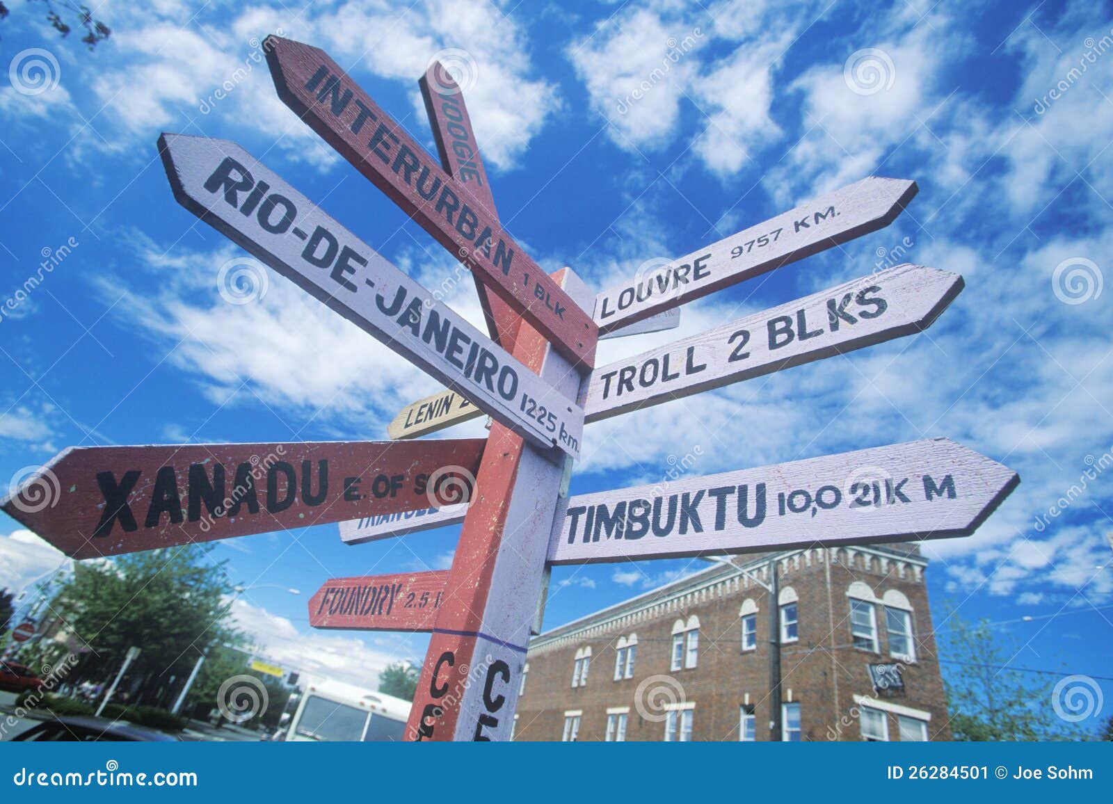 Miscellaneous Distance Signs Stock Image - Image of city, names: 26284501