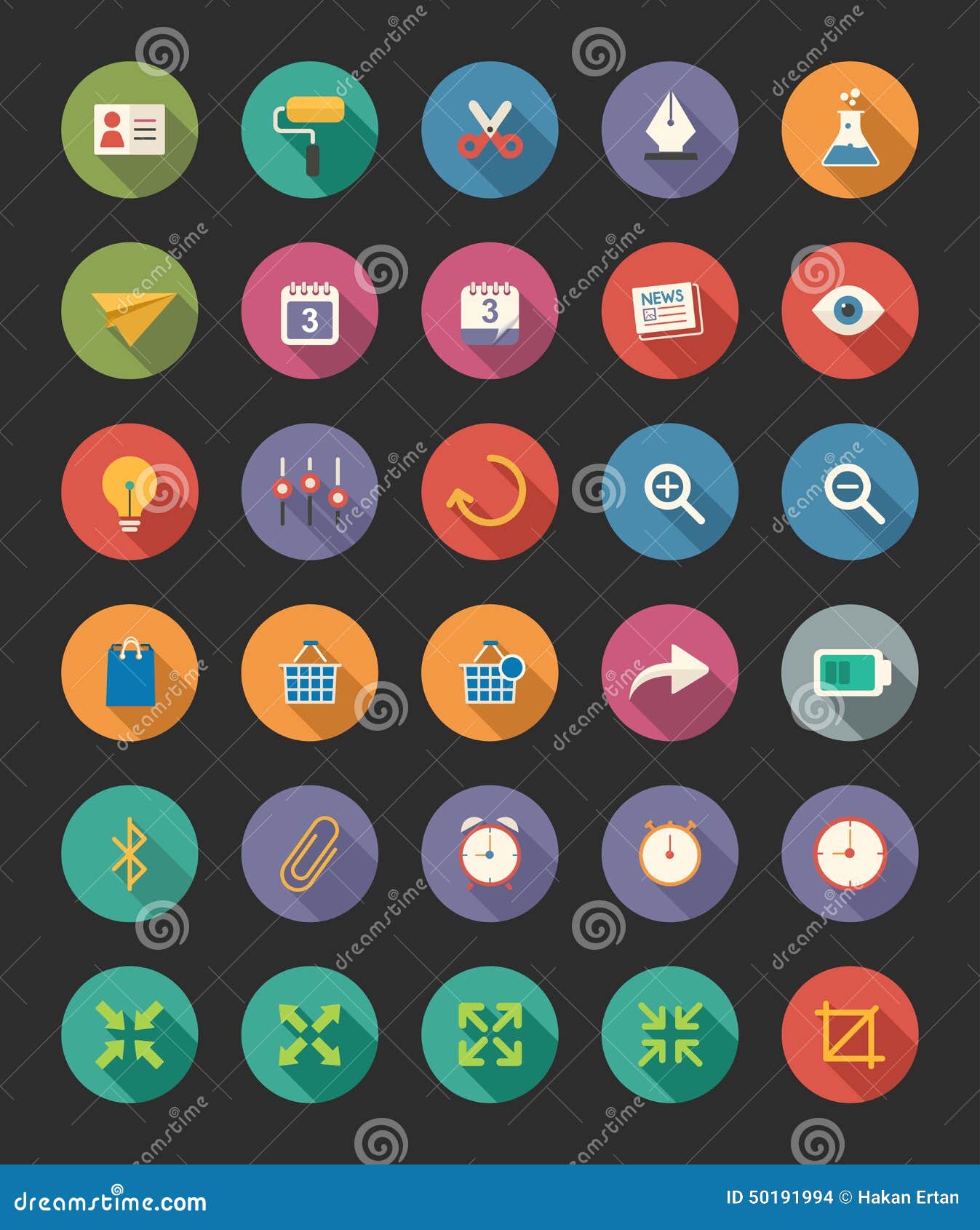 Miscellaneous Flat Icons stock vector. Illustration of media - 50191994