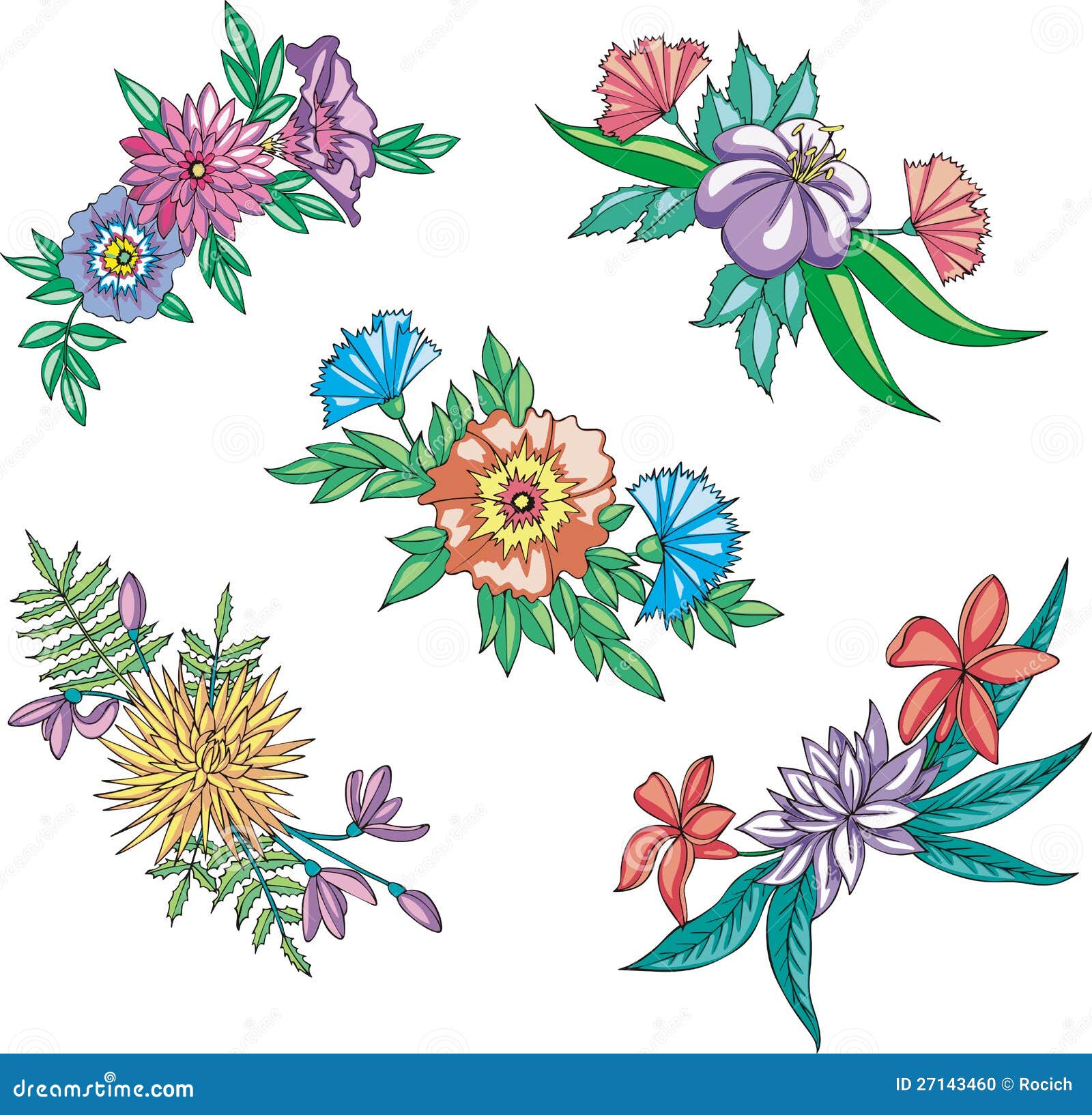 Miscellaneous Flowers for Ornaments Stock Vector - Illustration of ...