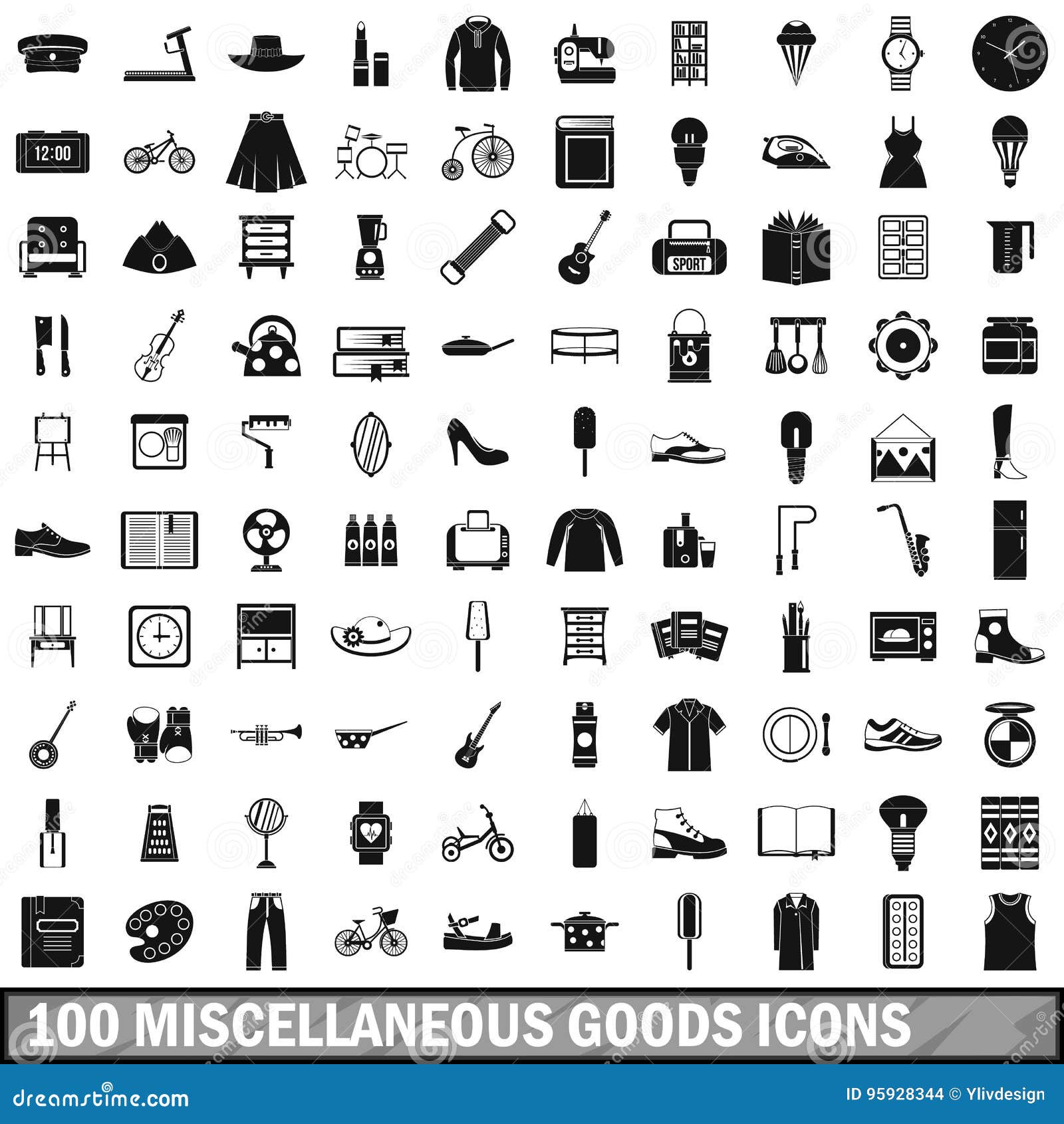 100 Miscellaneous Goods Icons Set, Simple Style Stock Vector ... 100 Miscellaneous Goods Icons Set, Simple Style Stock Vector ...