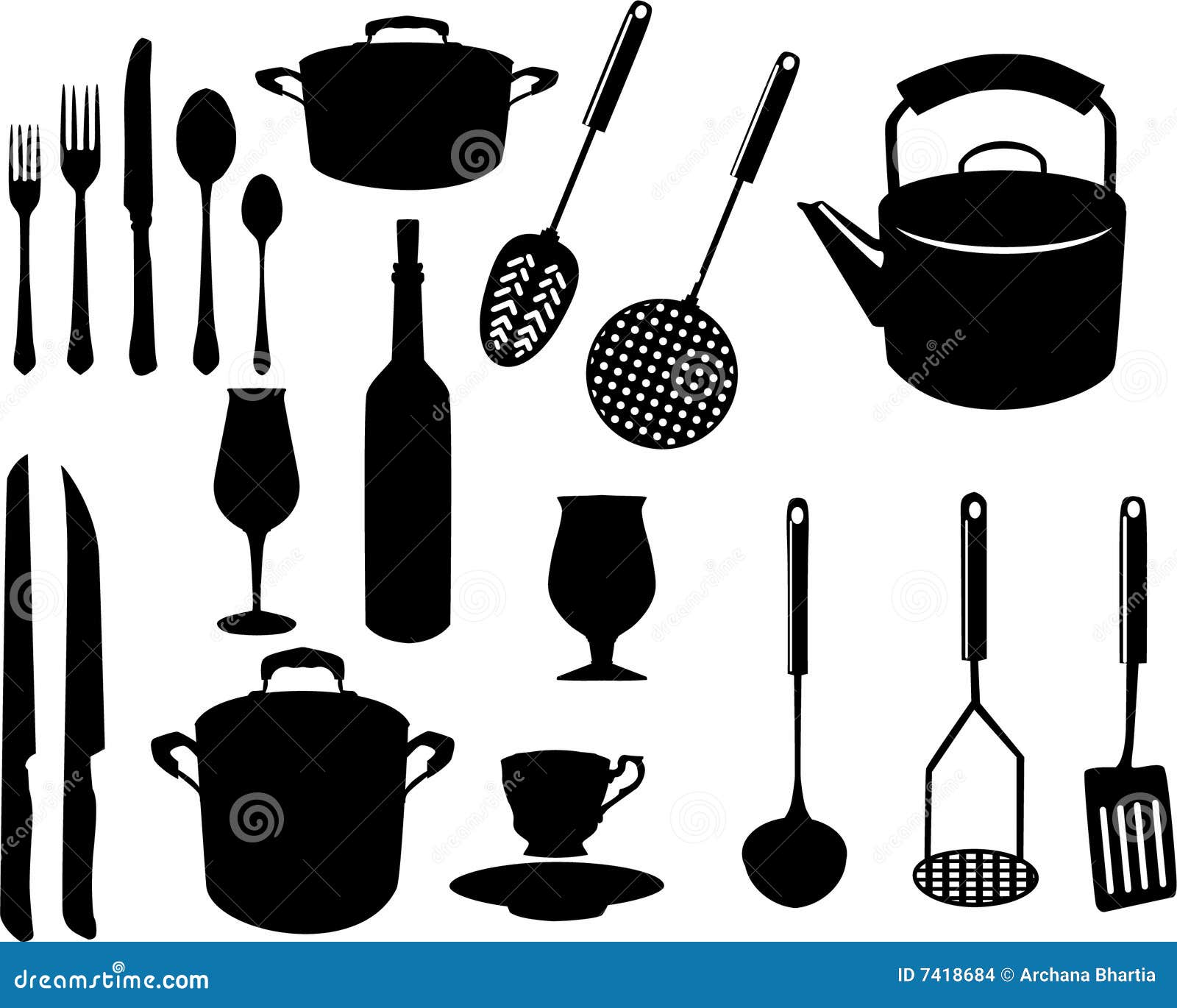 Miscellaneous Kitchen Utensils Stock Vector - Illustration of graphic ...