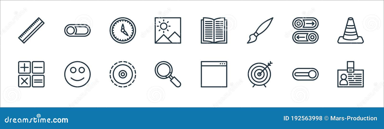 Target, Notebook Service And Wish List Icons Set. Load Document ...