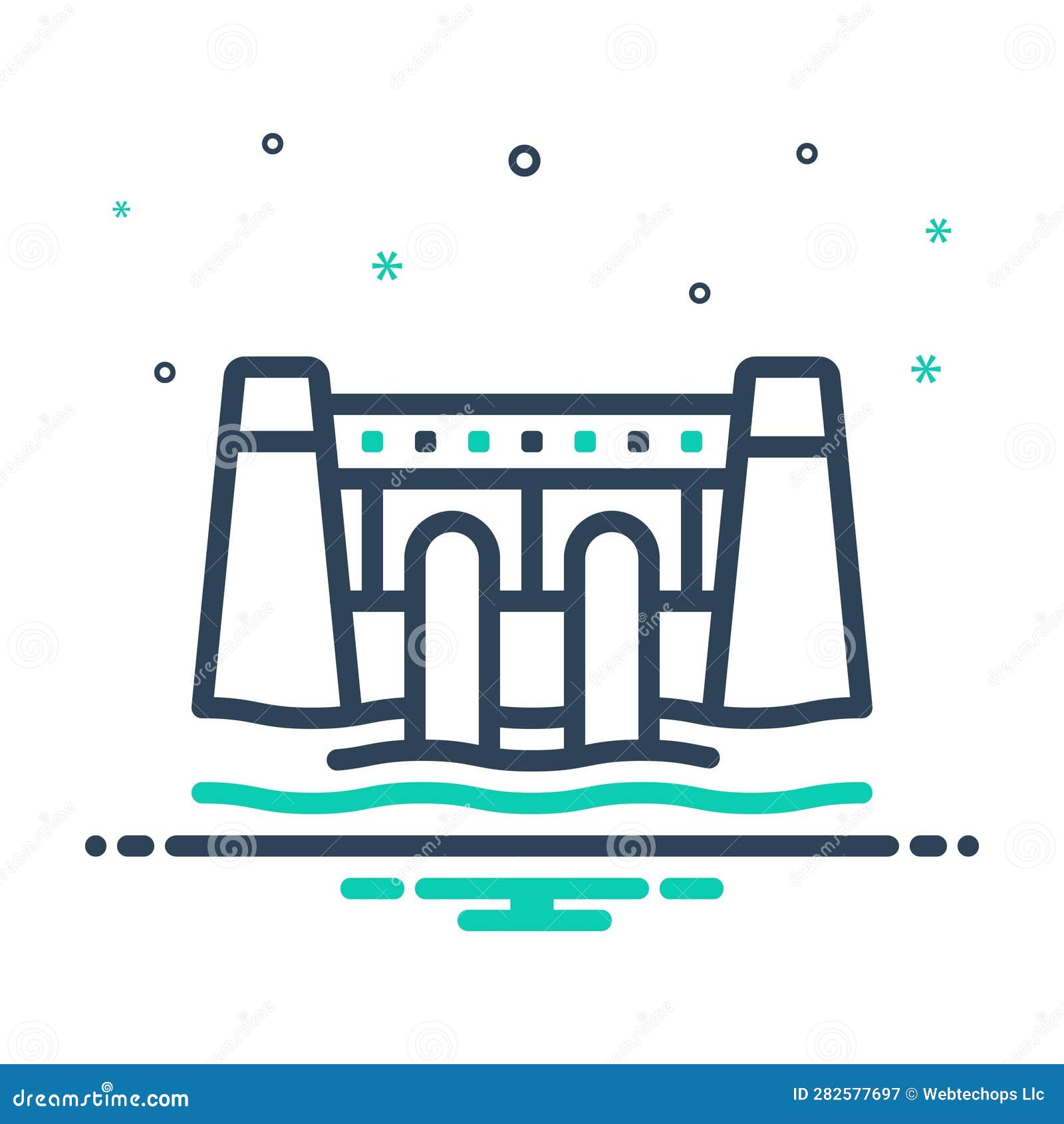 Mix Icon for Dam, and Power Stock Vector - Illustration of embankment ...