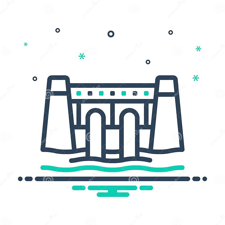 Mix Icon for Dam, and Power Stock Vector - Illustration of embankment ...