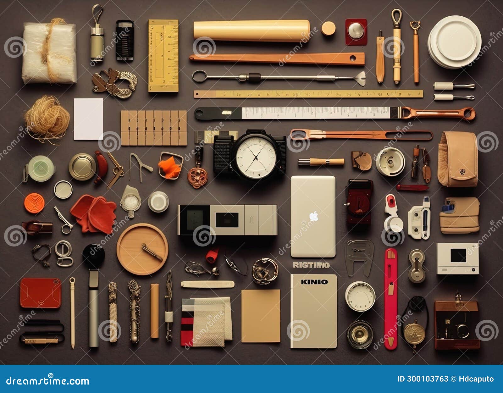 Miscellaneous and Measuring Items and Tools in an Organized Collection ...