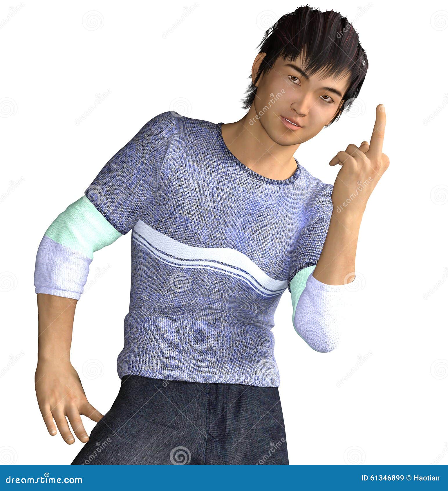 Mischievous Asian Guy with Rude Gesture Stock Illustration ...