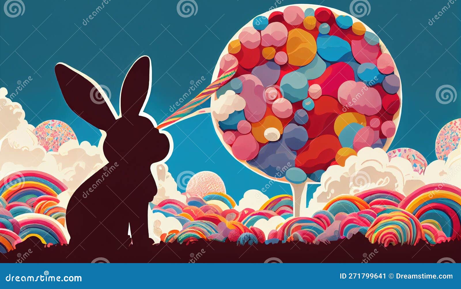 Mischievous Bunny in Candy Wonderland, Made with Generative AI Stock ...