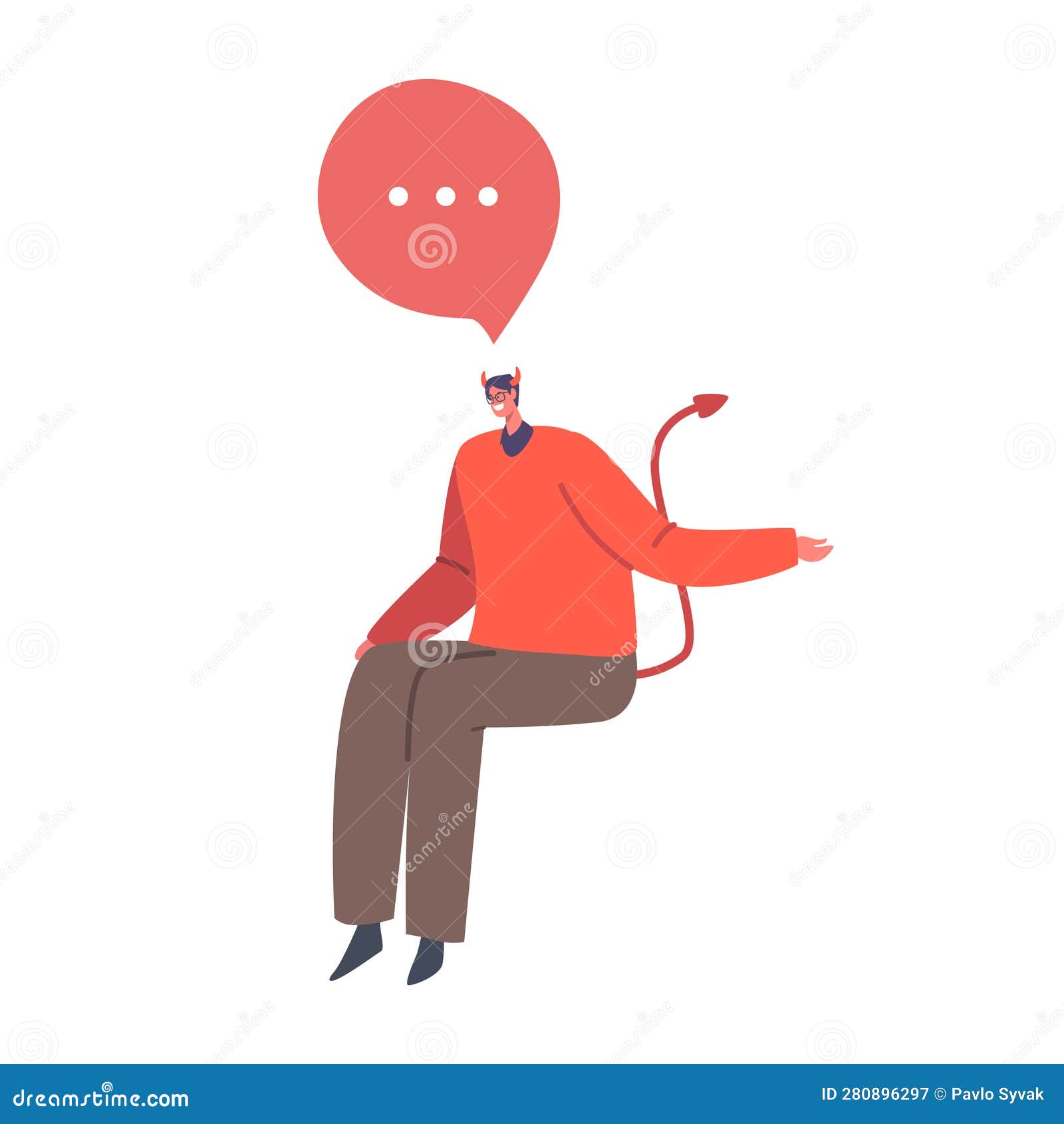 Mischievous Devil Character with Speech Bubble: a Sly and Cunning ...
