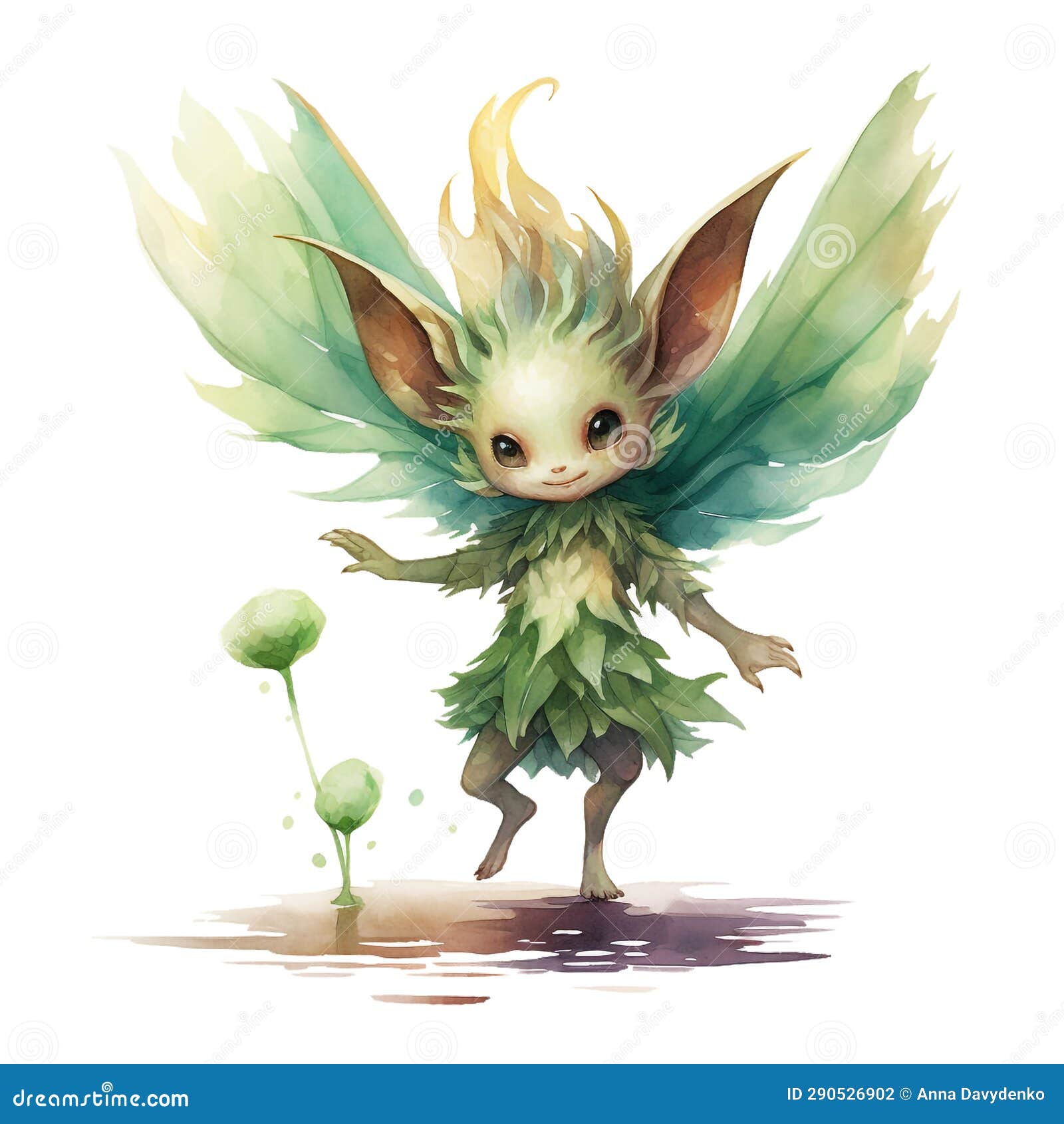 Mischievous Forest Fairy, Pixie Watercolor on Transparent Background ...