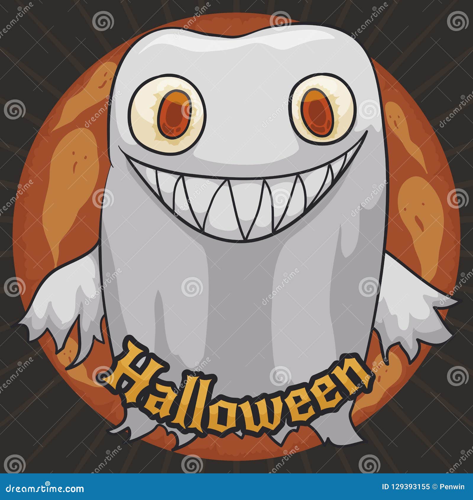 Mischievous Ghost with Macabre Smile Ready for Halloween, Vector ...