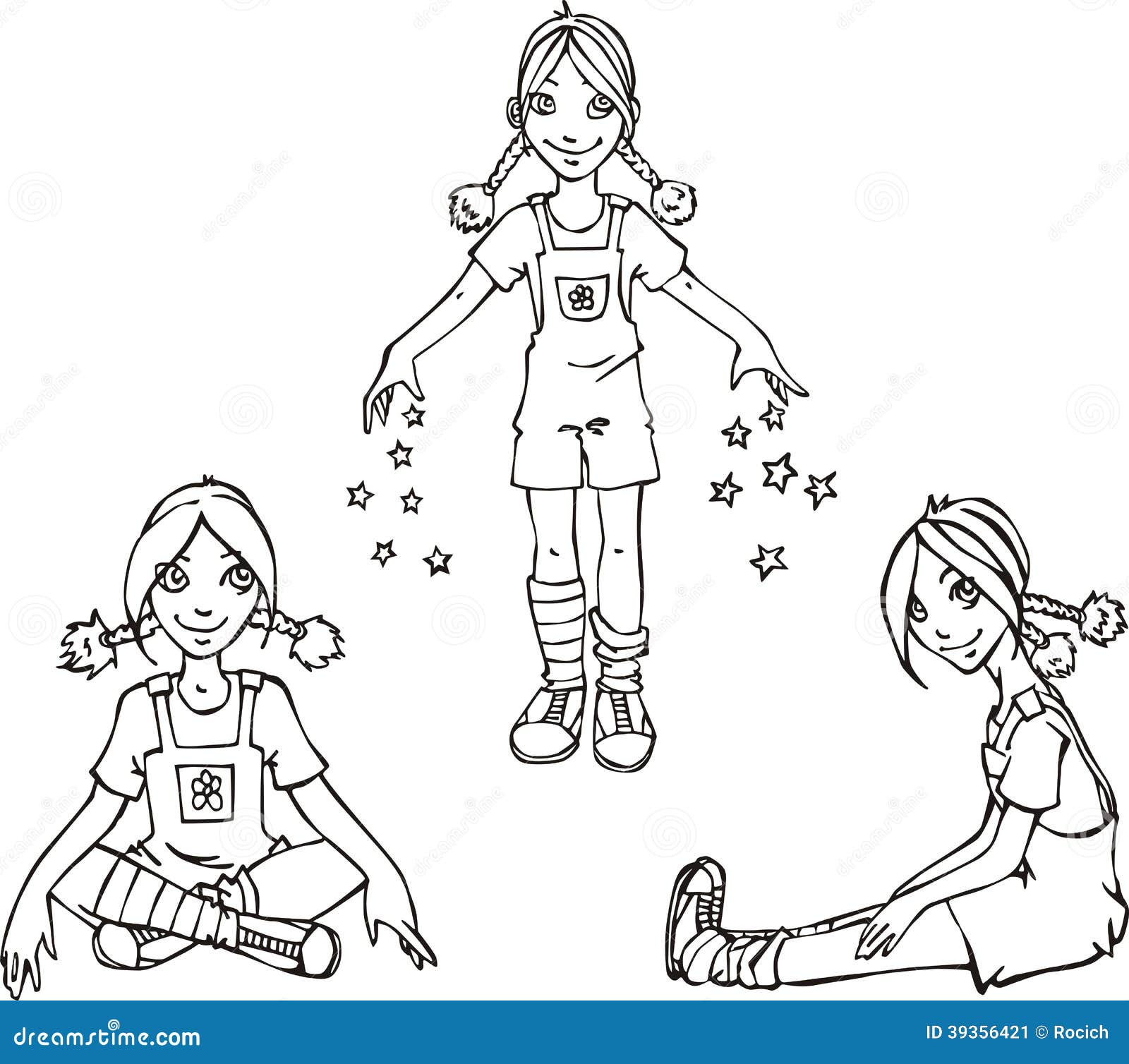 Set Of Mischievous Girls Vector Illustration | CartoonDealer.com #39356492