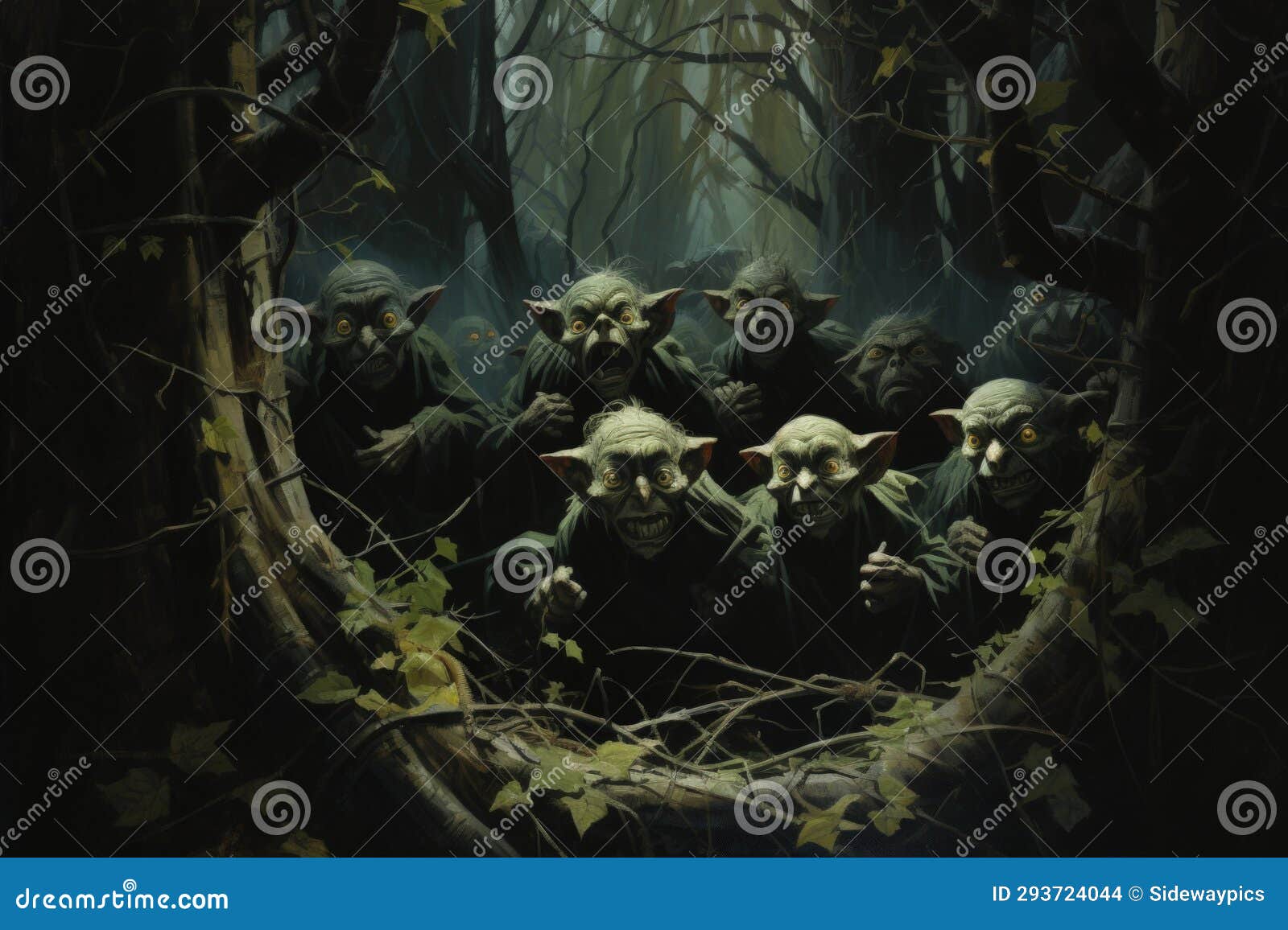 Mischievous Goblins Lurking in Shadowy Corners - Generative AI Stock ...