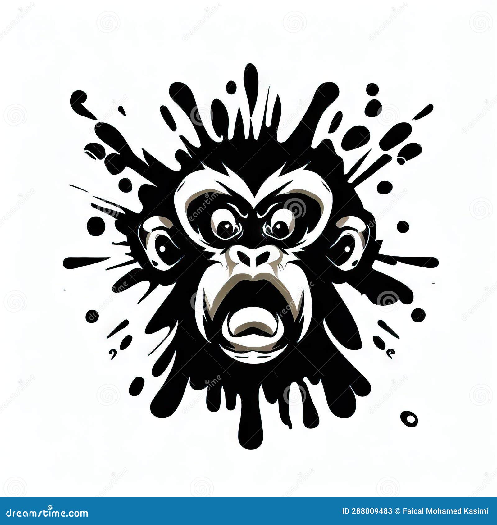 Mischievous Grin: Monkey Face Vector Art on White Background,Generative ...