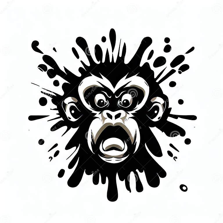 Mischievous Grin: Monkey Face Vector Art on White Background,Generative ...